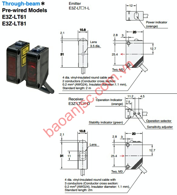 - Cảm biến quang Omron E3Z-LT / LR / LL series - baoanjsc.com.vn